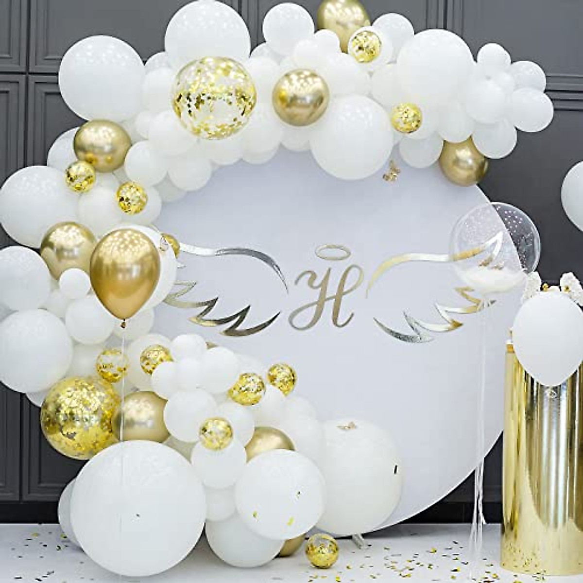 Round Backdrop Cover Polyester Pure Circle Photography Background Round Stand Photo Backdrop Cloth for Birthday Party Decorations (White,7.5 Ft)