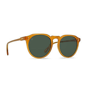 RAEN Ð Remmy Ð Unisex Retro Round Sunglasses UV Protection - Honey/Green Polarized Lens (Size 52 MM)