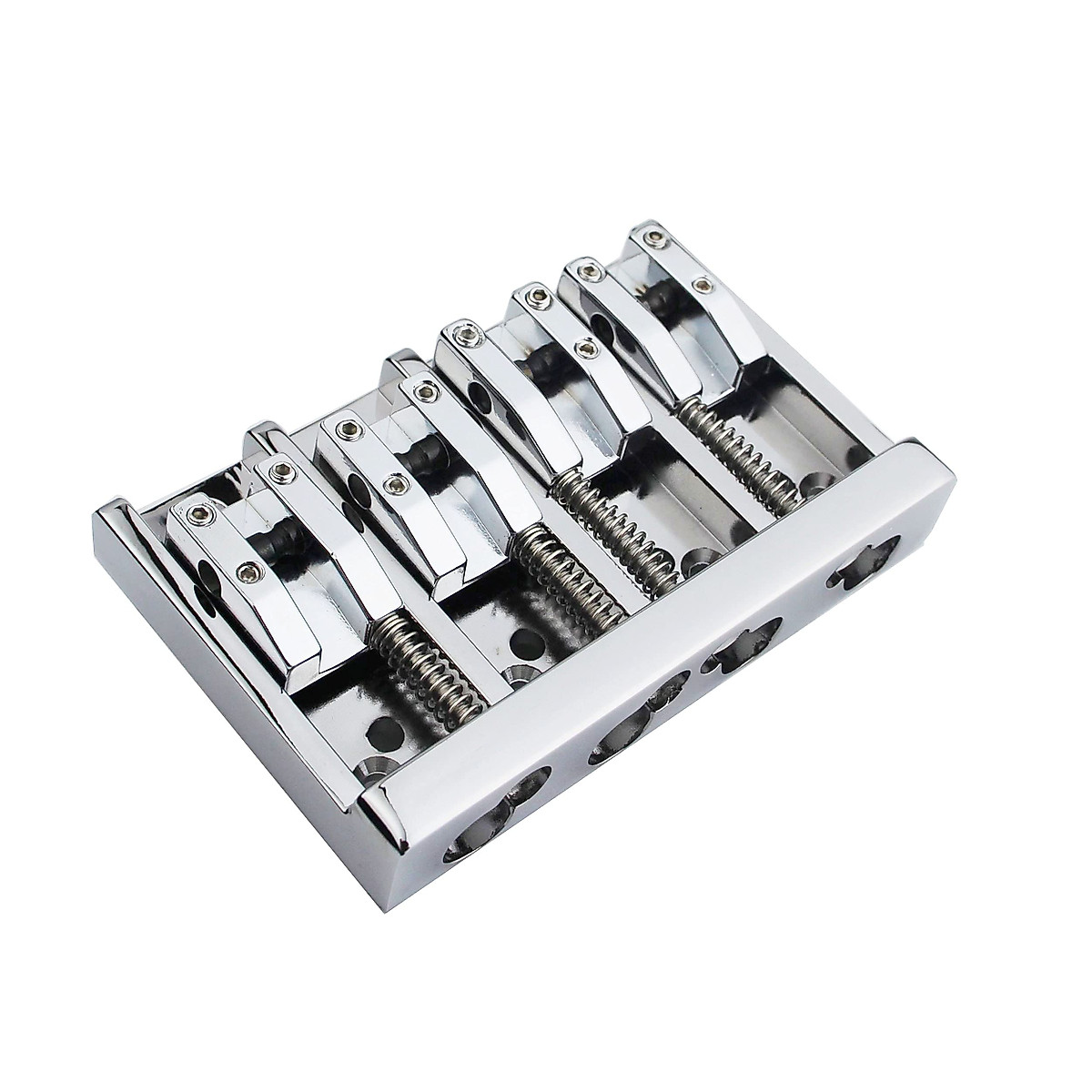 Guyker Guitar Bass Bridge - 4-String A-Style Bass Bridge .656" .687" .718" .750" .787".687" String Spacing Adjustment, Chrome