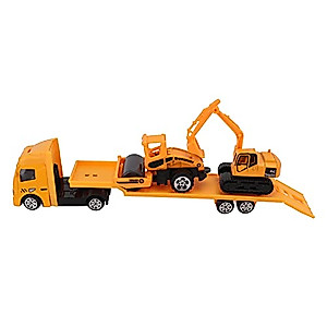 JIJO 4PCS Mini Alloy Construction Trucks Set 1:64 Carrier Truck Engineering Trailer Car Toys for Age 3+ Mini Alloy Construction