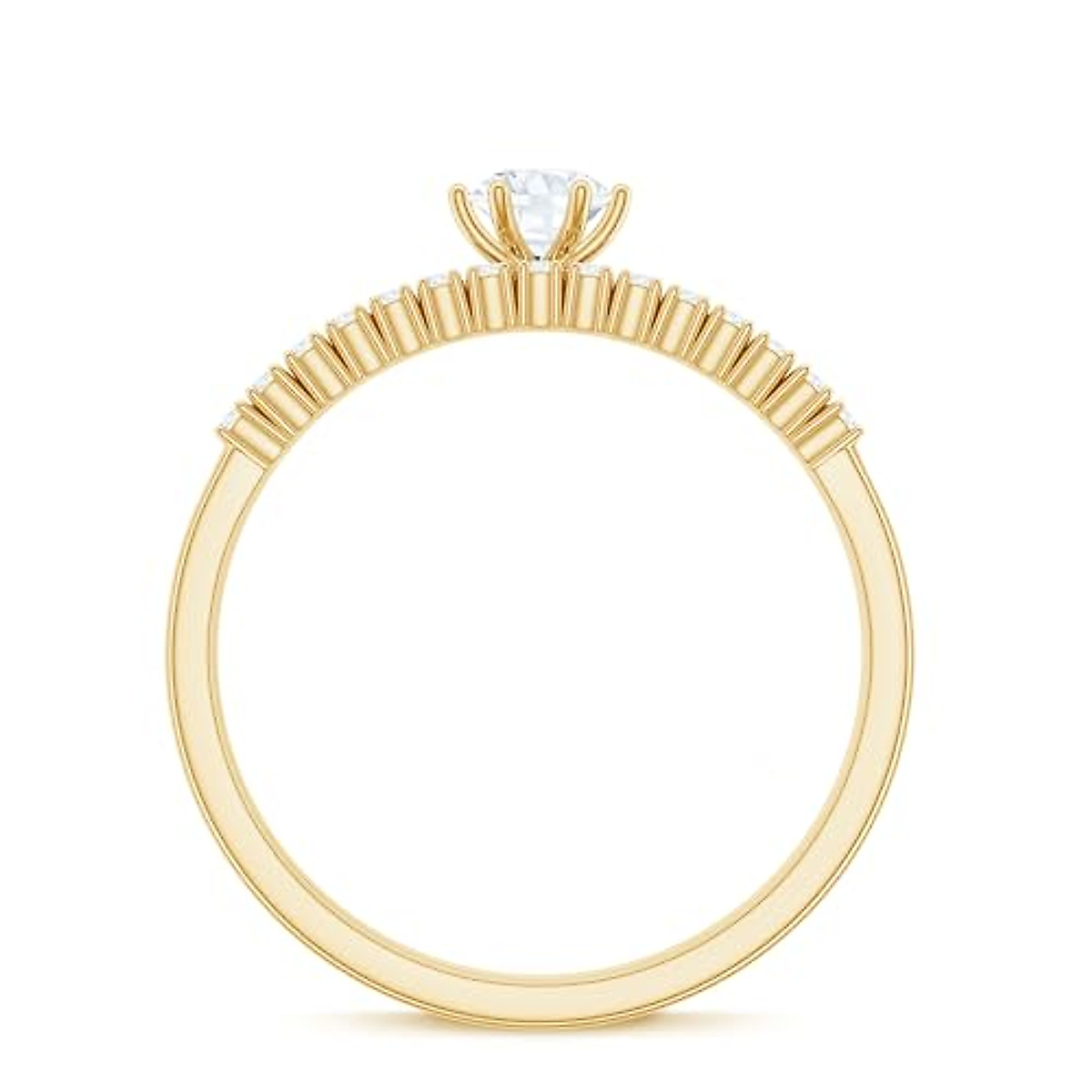 Rosec Jewels - Simple Round Shape Cubic Zirconia Solitaire Ring Set in Gold for Women (1/2 Carat Cubic Zirconia), 10K Yellow Gold, Size:US 4.50