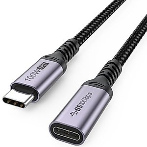 DteeDck USB C Extension Cable 6.6ft, USB C to USB C Male to Female, Type C Extender Cord USB3.1 Gen2 100W Fast Charging 10Gbps Transfer Compatibility with Laptop Tablet Mobile Phone