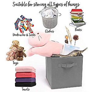 Storage Box Storage Bins 3 Pack Storage Cube Basket Bins Cloth Folding Box Closet Drawers Container Dresser Basket Organizer Shelf Collapsible for Underwear Sock Bra Tight Kids Toy (Gray)