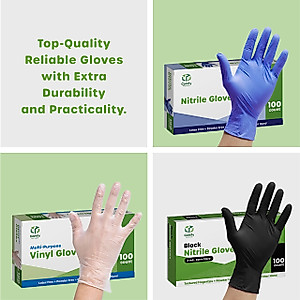 Comfy Package Large Orange Nitrile Heavy-Duty Gloves, Diamond Texture, Waterproof & Latex Free