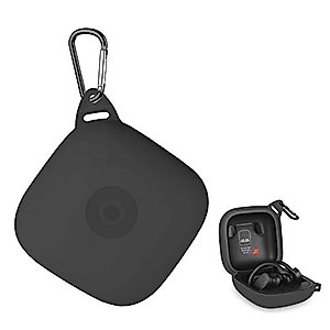 Anti Lost Carrying Protective Silicone Replacement Case for Beats Powerbeats Pro 2019 Full Body Protection Shockproof Powerbeats Charging Case Skin and Cover with Carabiner Black