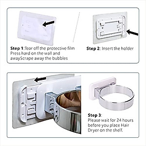 Hair Dryer Holder Wall Mount Hair Dryer Holder (White)