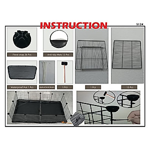 48" Extra Large Guinea Pig Dwarf Rabbit Habitat Yard Hamster Turtle Critters Cage Center Divider with Door Mice Bunny Hedgehog Enclosure with Waterproof Bottom Canvas
