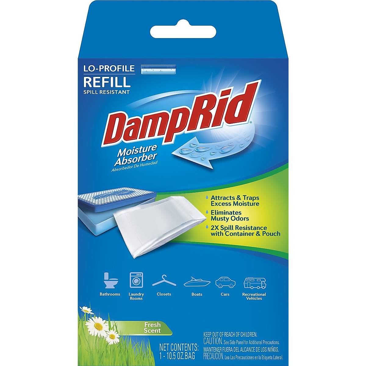 DampRid FG46 Lo-Profile Refill Moisture Absorber, 1, Fresh Scent
