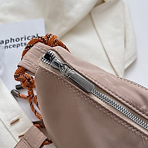 Women Lightweight Canvas Shoulder Bag, Adjustable Rope Strap Hobo Crossbody Handbag Casual Tote Shopping Travel Bag (Pink)