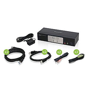 IOGEAR 2-Port DisplayPort KVMP Switch - 4K 60Hz - 2-Port USB 3.1 Hub 5Gbps - Keyboard Mouse Input - 7.1 HD Audio - Front Panel Selector - TAA Compliant - Mac/Win - GCS1932