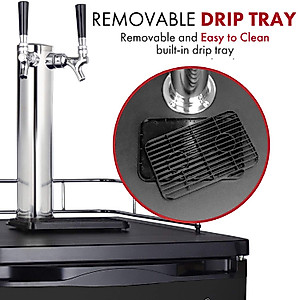 Kegco K199B-2P Kegerator Two Keg Beer Cooler - Premium Double Faucet D System Kit - Black Door