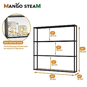 Mango Steam Wall-Mounted Steel Shelving Unit for Kitchen, Storage or Display Use -36 H x 36 W x 6 D Inches- Black -
