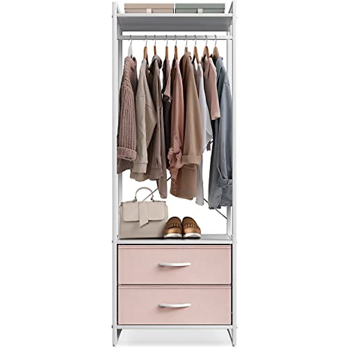 Sorbus Premium Cothing Rack with Drawers - Heavy Duty Wardrobe Closet with Metal Frame & Wooden Top - 70Inch Tall Garment Rack- Lightweight Freestanding Coat Closet - Multipurpose for Hallway, Bedroom