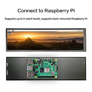 LESOWN 8.8 inch Monitor PC Case Temperature Display Mini Ultra Wide Monitor Stretched Bar Display AIDA64 PC Sensor Panel 1920x480 Small Temp Monitor for RPi CPU Monitoring