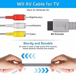 LA NREUCETS 3 in 1 Wii Wired Motion Sensor Bar + AC Power Supply Adapter Cord + Composite Audio Video Cable Compatible with Nintendo Wii (Not for Wii U)