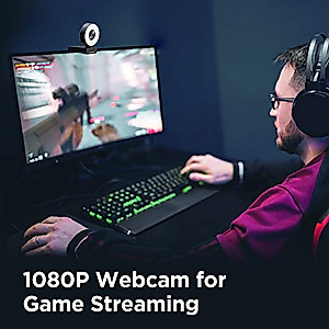 papalook 1080P Webcam with Ring Light and Tripod, PA552 Full HD Streaming Web Camera with Dual Microphones, Plug and Play USB Webcam for PC Mac Laptop Desktop, Zoom Skype Facetime Video Conference