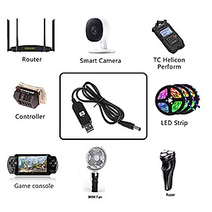 LJCELL 2pcs USB 5V to DC 12V Convert Cable 5V to 12V Voltage Step-Up Cable 5.5x2.1mm DC Connect Male for Router LED Strip Light