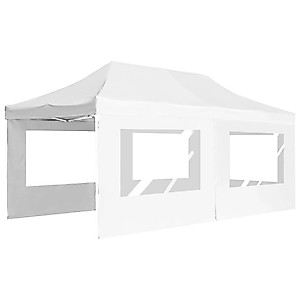 Professional Folding Party Tent with Walls Aluminum,Fruit Stand Gazebo,Deck Gazebo,Camping Gazebo,Hardtop Gazebo,Featuring a Folding Design,for Barbeque, Patio,Garden Party,Markets,19.7'x9.8' White