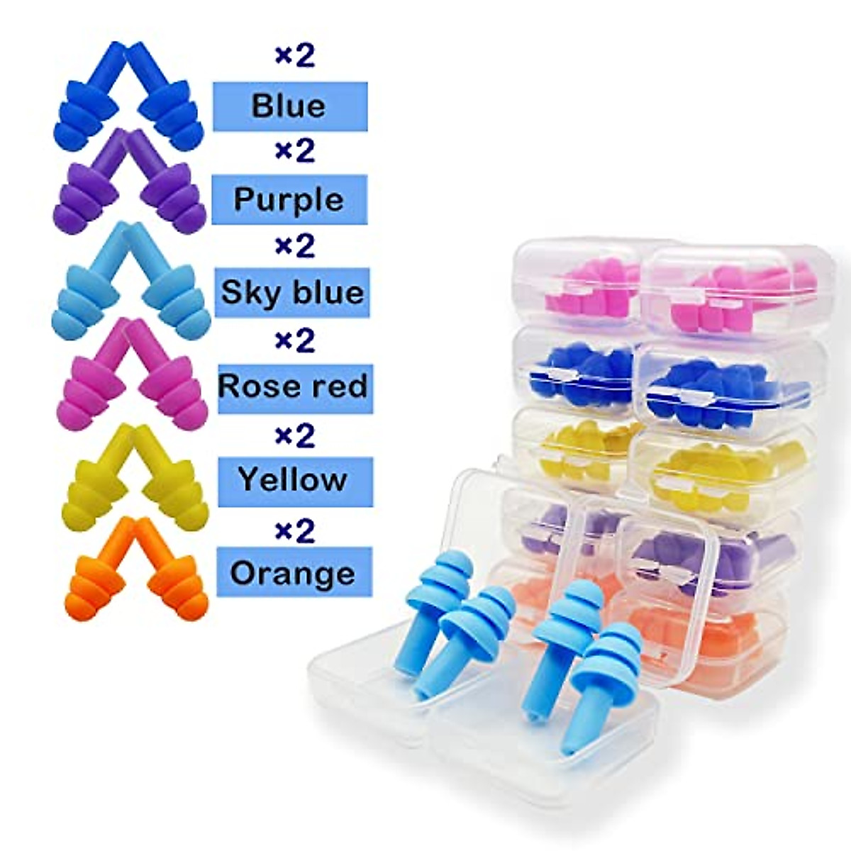 Silicone Ear Plugs for Sleeping,12 Pairs Reusable Earplugs Noise Reduction Ear Plugs Soft Waterproof Earplugs Hearing Protection for Concert,Swimming,Study,Loud Noise,Snoring