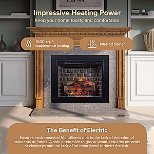 Modern Ember Uptown - Smart Home Electric Fireplace Insert + Trim, 28” Electric Heater Heats up to 1,000 sq. ft., Wall Fireplace Electric with Remote Control for Heat Settings and Flame Colors