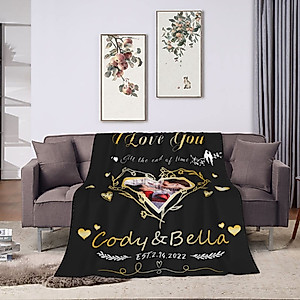 WISH TREE Custom Anniversary Blanket Gifts with Name Pictures, Valentine Gifts for 1th 5th 10th 15th Anniversary, Custom Blanket for Couple, Wedding Anniversary Romantic Gifts for Wife Husband Couple