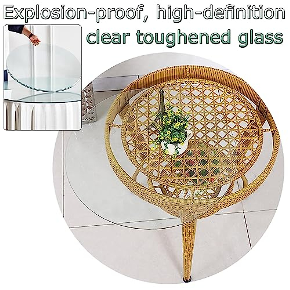 SNWGPLY Round Glass Table Top for Round Wood Table Top, Round Dining Table, Round Marble Table Top for Dining Table, Coffee Table, Restaurant Table Superb Load-Bearing Capacity