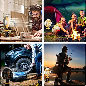 AKSOUL Cordless Fan Led Work Light: Rechargeable 14400mAh Battery Floor Fan Strong Airflow USB Magnetic Portable Camping Fan with Power Bank & Light 1000CFM for Jobsite Tent Travel Office outdoor