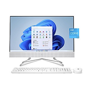 HP 24 All-in-One PC, Intel Core i3-1115G4, 4GB RAM, 256GB SSD, Full HD Micro-Edge Display, 720p Privacy Webcam, Wi-Fi and Bluetooth Combo, Snow White, Windows 11 Home (Renewed)