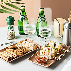 Rectangular Serving Platter, Perfect for Entertaining, Oven Dinnerware Safe Serving Tray for Party, Sushi 9.8 inches Christmas Serving Dishes and Platters, Set of 2, Brown