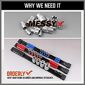 HORUSDY 9PC ABS Socket Organizer, 1/4-Inch x 38 Clips, 3/8-Inch x 45 Clips, 1/2-Inch x 36 Clips, Premium Quality Socket Holders