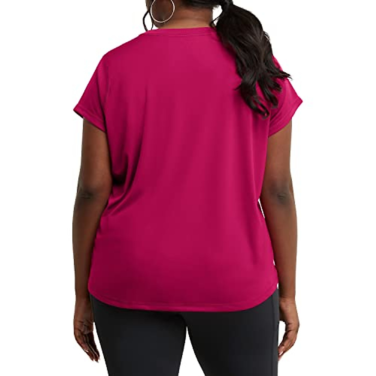 Champion, Classic Sport, Moisture-Wicking T-Shirt, Athletic Top for Women, Fantastic Fuchsia Reflective C Logo, 4X Plus