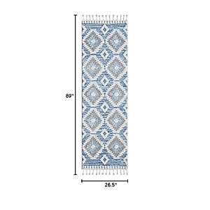 LUXE WEAVERS Ibiza Collection Blue Moroccan Geometric Area Rug 2x7