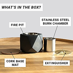 SAVGE Tabletop Fire Pit - 2+ Hour Burn, Indoor Fire Pit, Mini Personal Fire Pit Indoor Outdoor, Fire Bowl, Indoor Smores Maker, Mini Fire Pit, Small Fire Pits Outside Patio,Odorless Smokeless (Black)