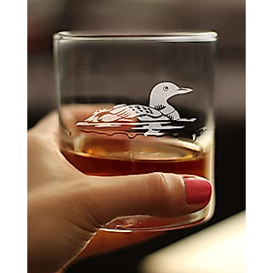 Loon Whiskey Rocks Glass - Fun Bird Themed Gifts and Decor for Men & Women - 10.25 Glasses