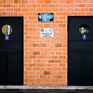 2-Pack Please Do Not Flush Feminine Products, Trash Or Disposable Wipes Sign，10"x 7" Plastic Sign