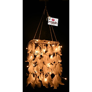 Rooh Dream Catcher ~Classic White Light ~ Handmade Mandala Hangings for Positivity (Use as Home Decor Asscent, Wall hangings, Garden, Outdoor, Bedroom, Christmas, Thanks Giving, Valentines) (Large)