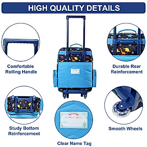 VASCHY Kids Luggage for Boys, Cute Rolling Travel Carry on Suitcase for Toddlers/Children with Wheels 18inch Dinosaur