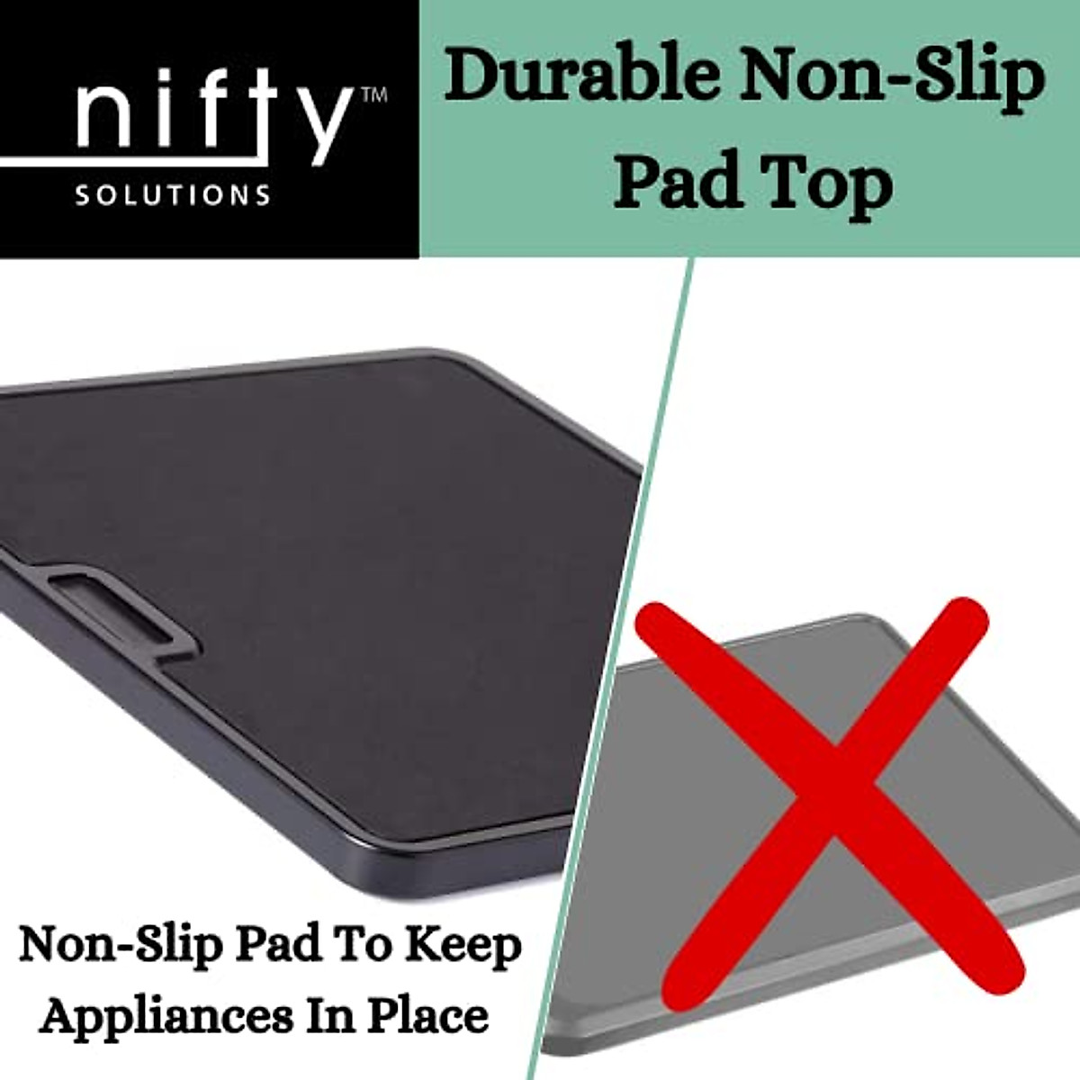 Nifty Medium & Large Appliance Rolling Tray – Black, Home Kitchen Counter Organizer, Integrated Rolling System, Non-Slip Pad Top for Coffee Maker, Stand Mixer, Blender, Toaster