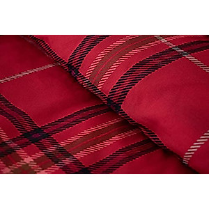 Vilano Plaid Collection - Premium Quality, Soft, Wrinkle, Fade, & Stain Resistant, Easy Care, Oversized Duvet Cover Set, Full/Queen, Red,