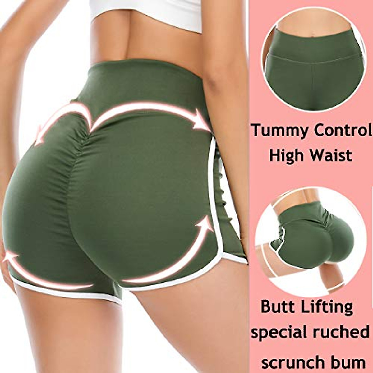 HOMETA Scrunch Butt Shorts Butt Lifting Booty Shorts for Women High Waisted Yoga Shorts Workout Gym Textured Ruched Shorts