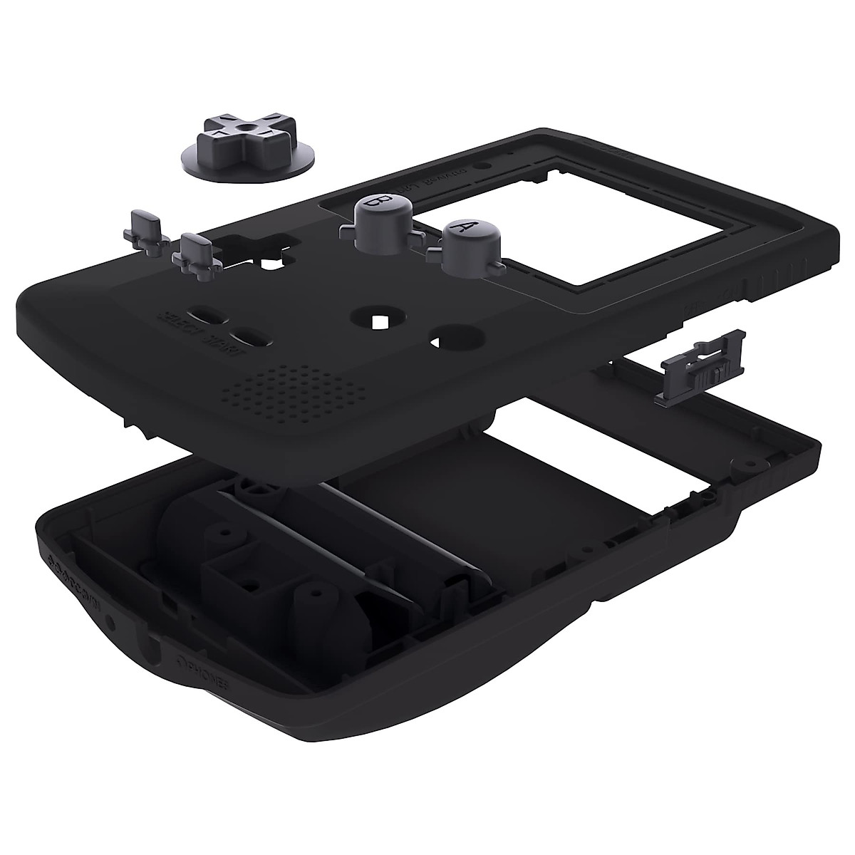 IPS Ready Upgraded eXtremeRate Black Replacement Shell Full Housing Cover & Black Screen Lens for Gameboy Color – Fit for GBC OSD IPS & Regular IPS & Standard LCD – Console & IPS Screen Without