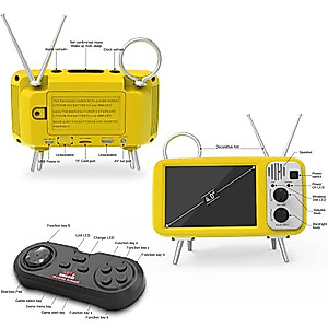 Retro Handheld Emulator Game Console with 5000 Classic Video Games,4.0Inch Screen Mini Game Machine Support for Connecting TV and Two Players, Present for 12 Years up (Yellow)