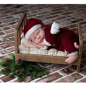 Christmas Newborn Baby Photo Shoot Props Outfits Crochet Clothes Santa Claus Red Hat Pants Photography Props