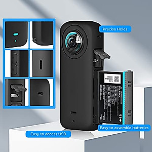 CYNOVA Insta 360 X3 Accessories Kit, Lens Cap Silicone Case with 2 Pcs Tempered Glass for Insta360 X3 Protector Bundles (Black)