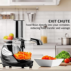 OVENTE Mini Electric Food Processor and Salad Vegetable Shake Mixer 1.5 Cup With Stainless Steel Blades Grater Slicer Chopper Juicer blenders and Emulsify Accessories Black PF1007B