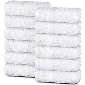 Wealuxe White Hand Towels for Bathroom 12 Pack 16x27 Inch, Cotton Hand Towel Bulk for Gym and Spa, Soft Extra Absorbent Quick Dry Terry Bath Towels