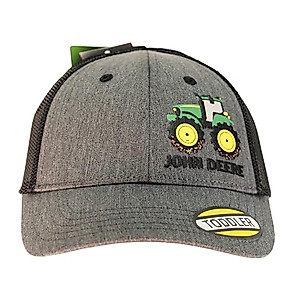 John Deere 3D Rubber Tractor Print Toddler Baseball Hat Cap-Charcoal-One Size