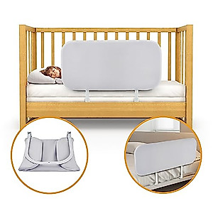 strenkitech Foldable Toddler Crib Rail - Universal Fit for Twin, Queen, Full, King Size Beds - Gray - Easy to Assemble Bed Guardrail for Infants and Toddlers (32 Inch)