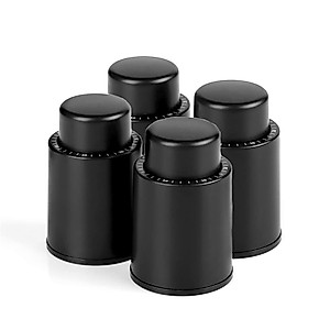 Loboo Idea Wine Pump Vacuum Stoppers, Wine Savers Vacuum Pump Stoppers For Glass Bottles (Black, 6pcs/box)