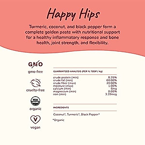 kin+kind Organic Hip & Joint Supplement for Dogs & Cats - Vet Formulated with Turmeric, Black Pepper & Coconut - Natural Supplement for Dog & Cat Joint Support & Health - Made in USA